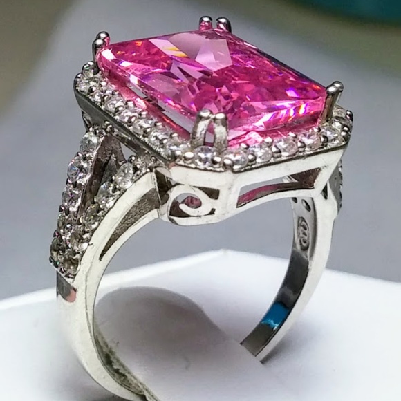 Jewelry | 6ct Pink Sapphire White Topaz Ring Sz 7 | Poshmark